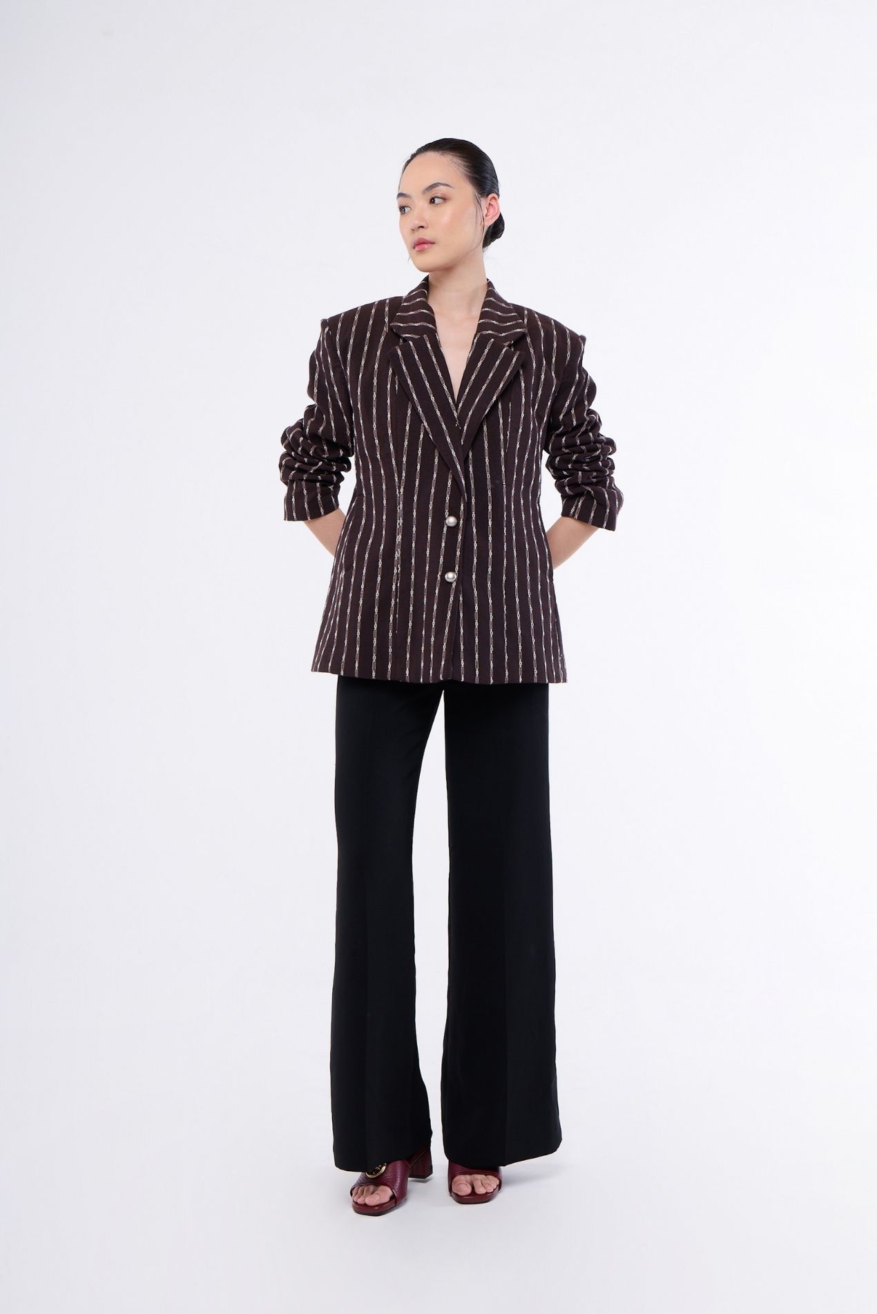 Dark Brown Tabang Tenun Blazer | Oemah Etnik