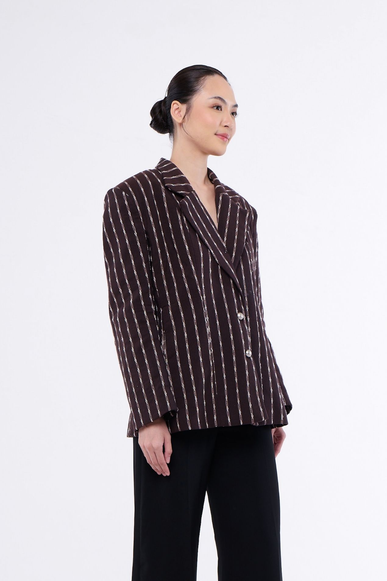 Dark Brown Tabang Tenun Blazer | Oemah Etnik