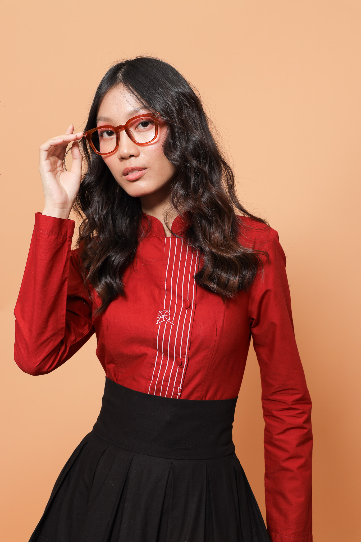 Red White Ripah Batik Katun Top | Oemah Etnik