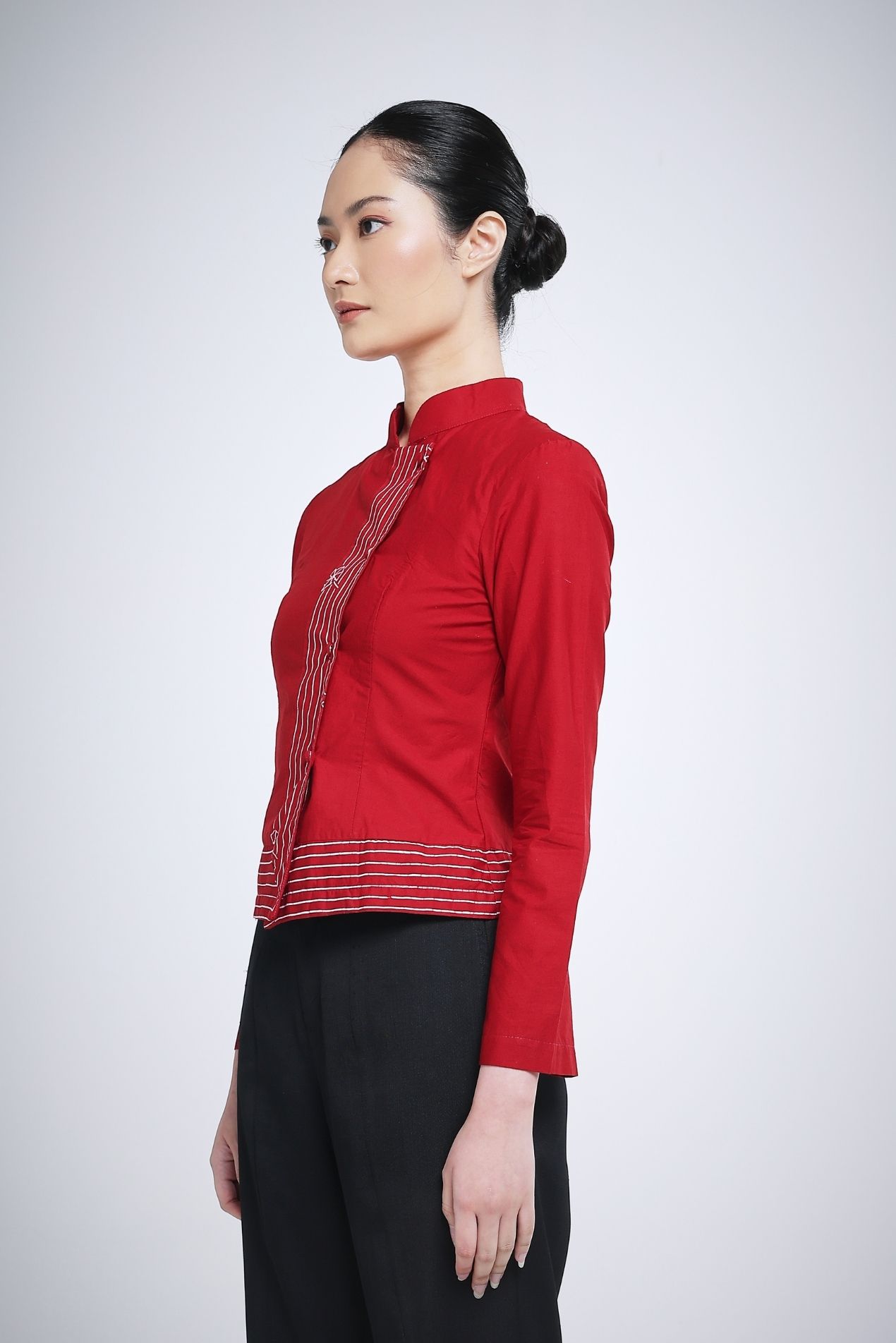 Red White Ripah Batik Katun Top | Oemah Etnik
